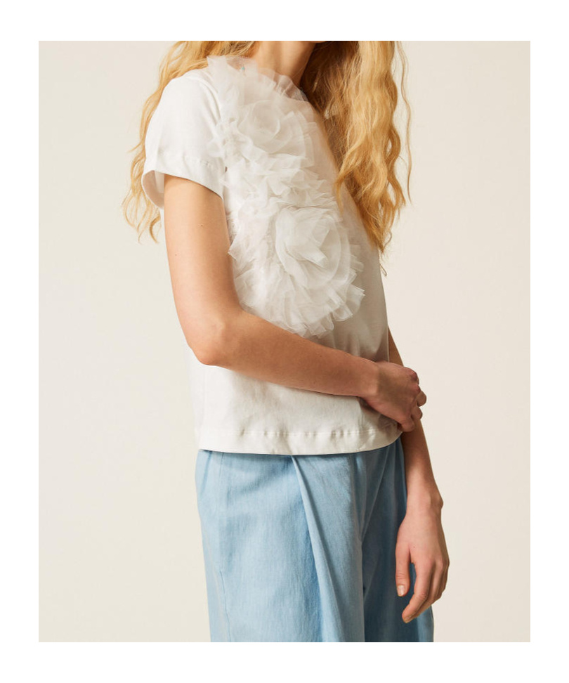 TWINSET Twinset Sheer Floral Appliqué T-Shirt